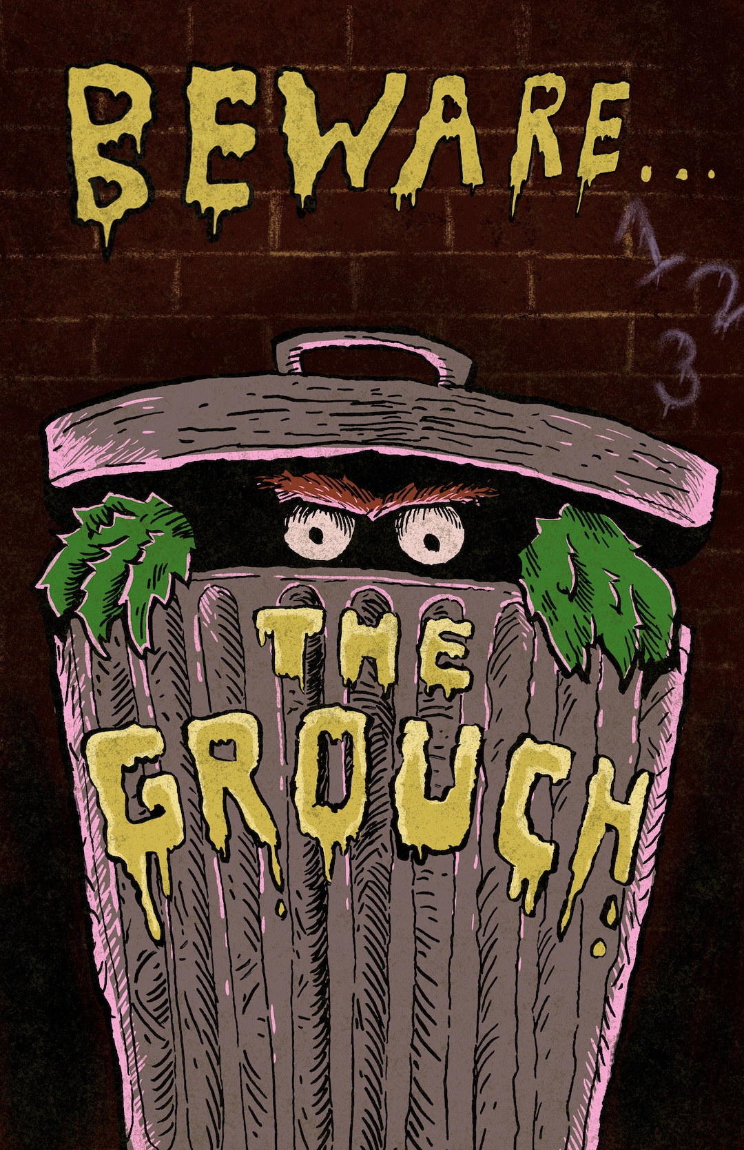 Grouchy Print, Oscar the Grouch From Sesame Street Inspired Artwork - Etsy