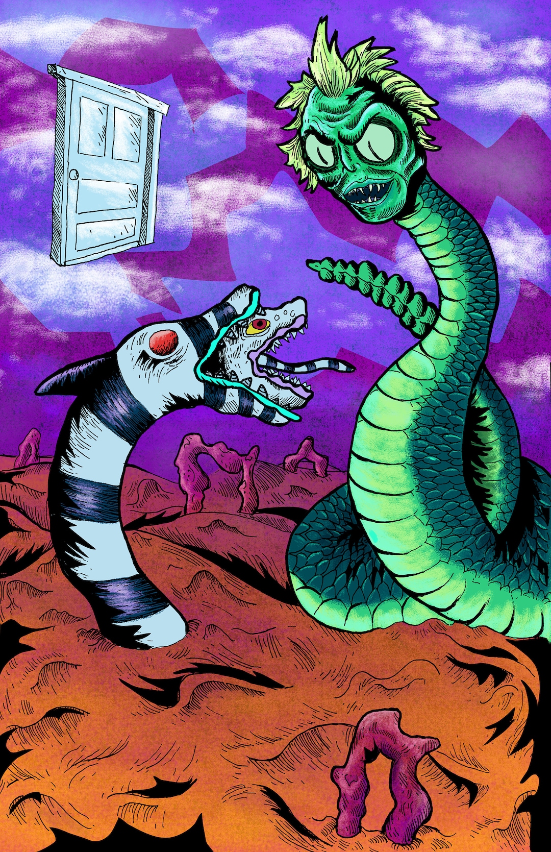 Beetlejuice and Sandworm Art Print - Etsy