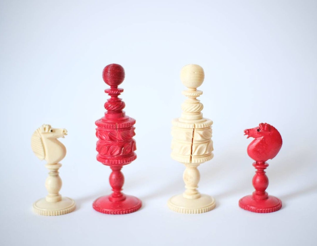 Antique German Bovine Bone Chess Pieces 1800s Chess Figures - Etsy