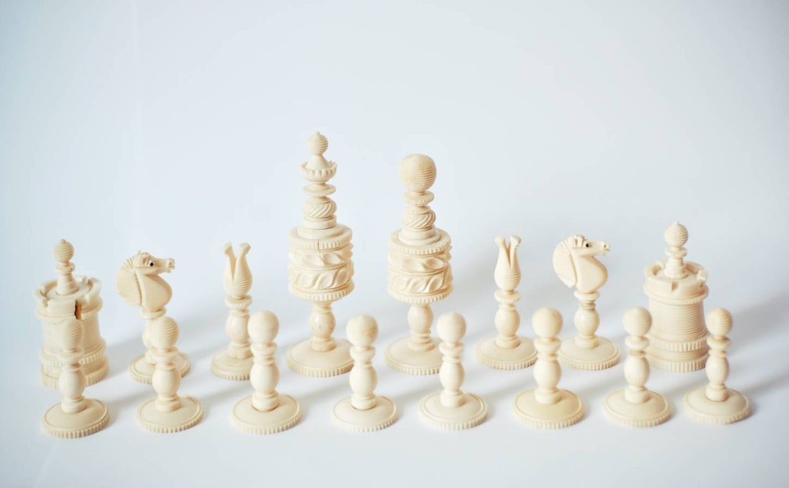 Antique German Bovine Bone Chess Pieces 1800s Chess Figures - Etsy