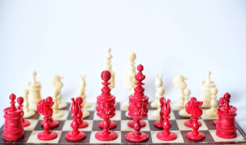 Antique German Bovine Bone Chess Pieces 1800s Chess Figures - Etsy