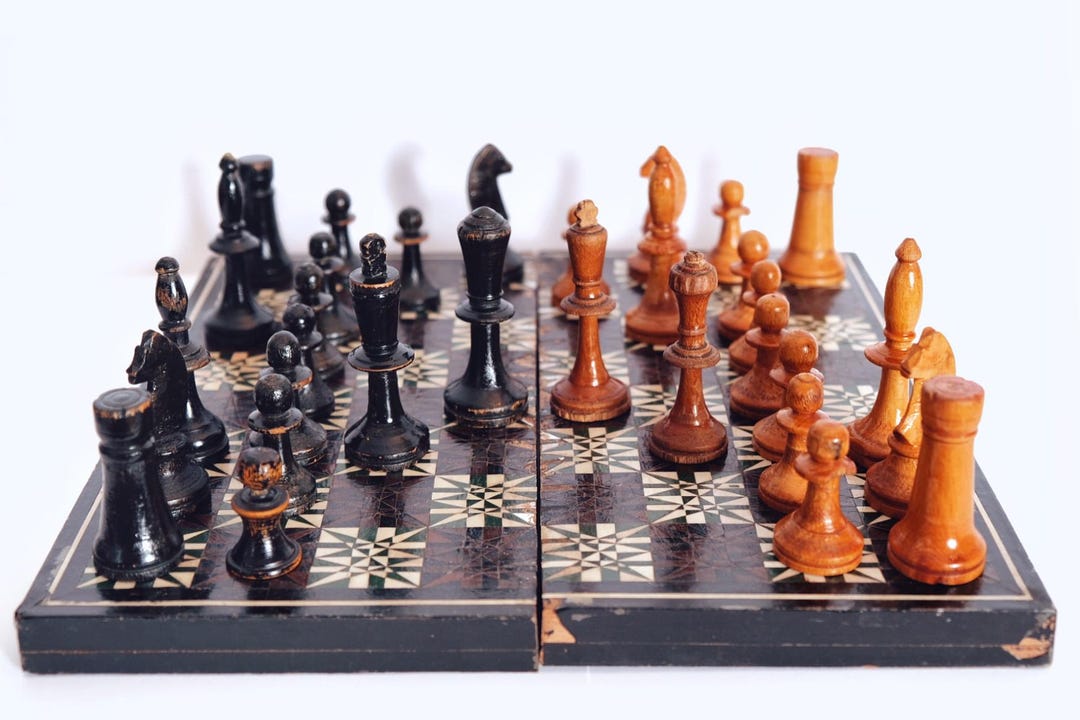 Hand-carved Olive Wood Chess Set From Communist Albania 1970 –vintage ...