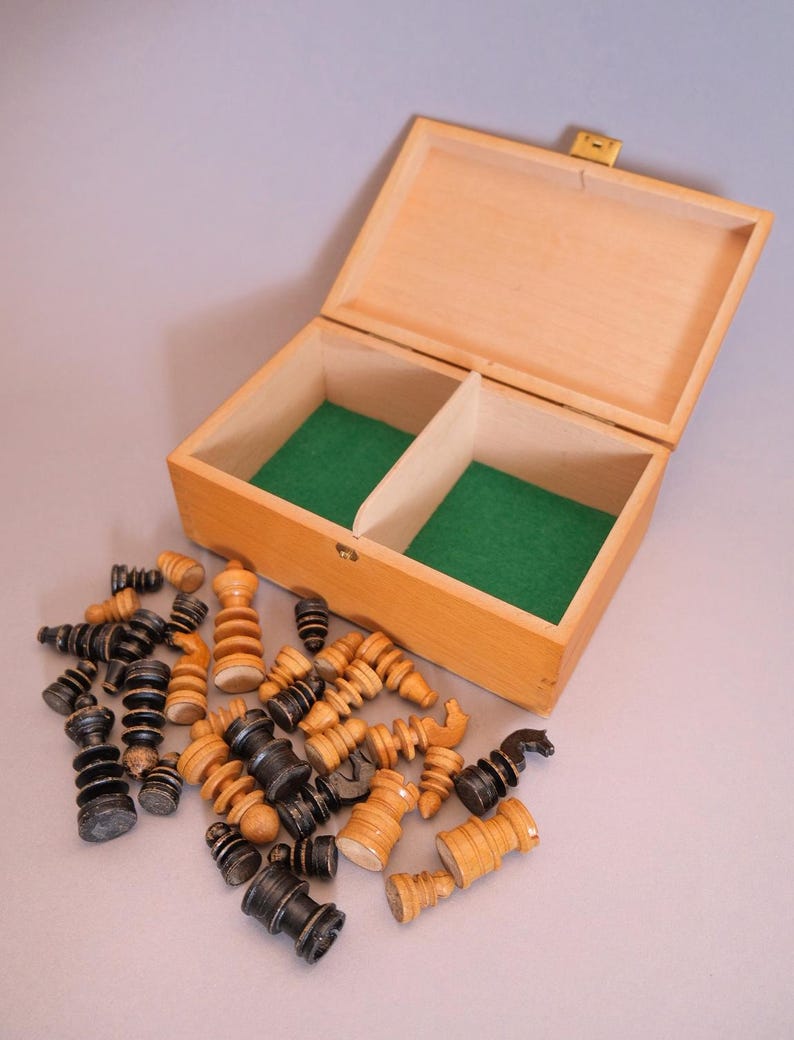 Antique Wooden Chess Set, 1920s-1940s, Hand-carved Saint George Style ...