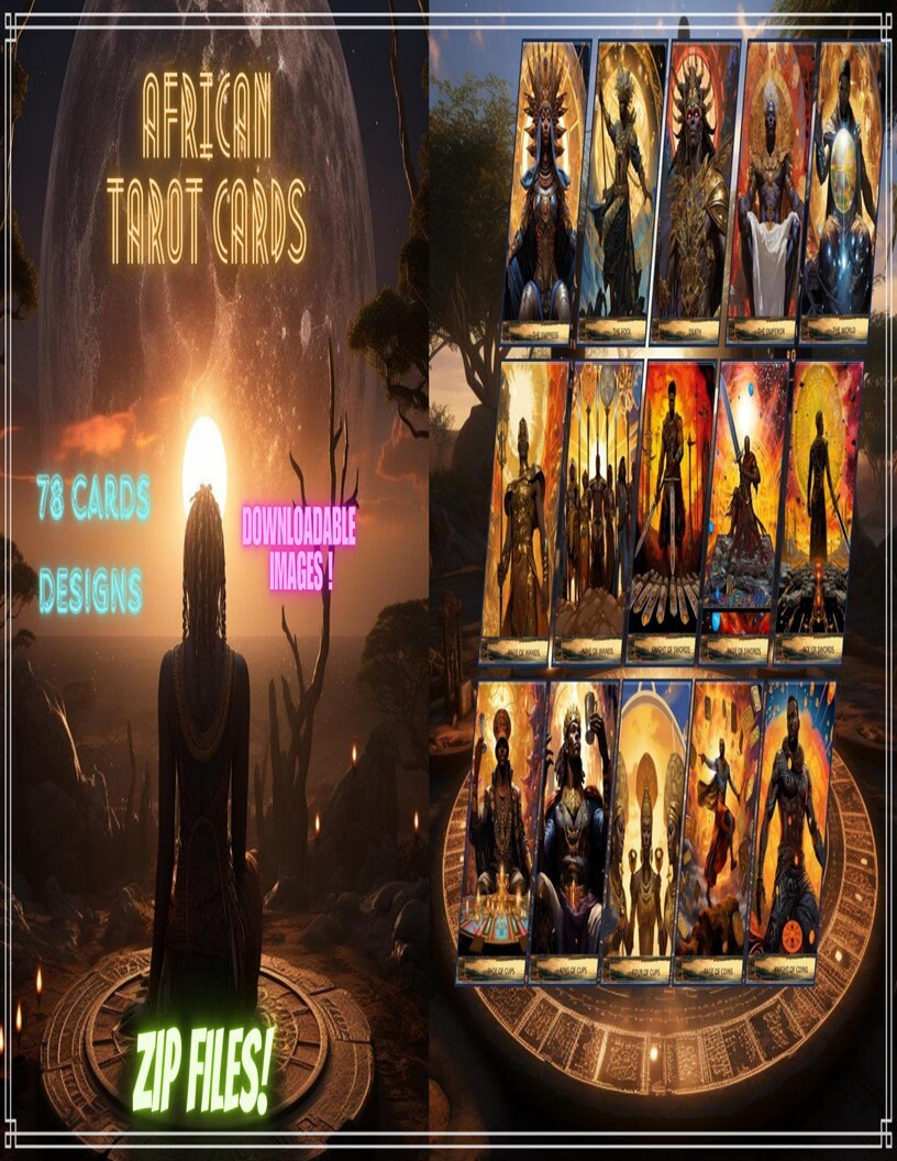 African Tarot Card Design Full Set 78 Deck Bundle| Graphic Image High ...