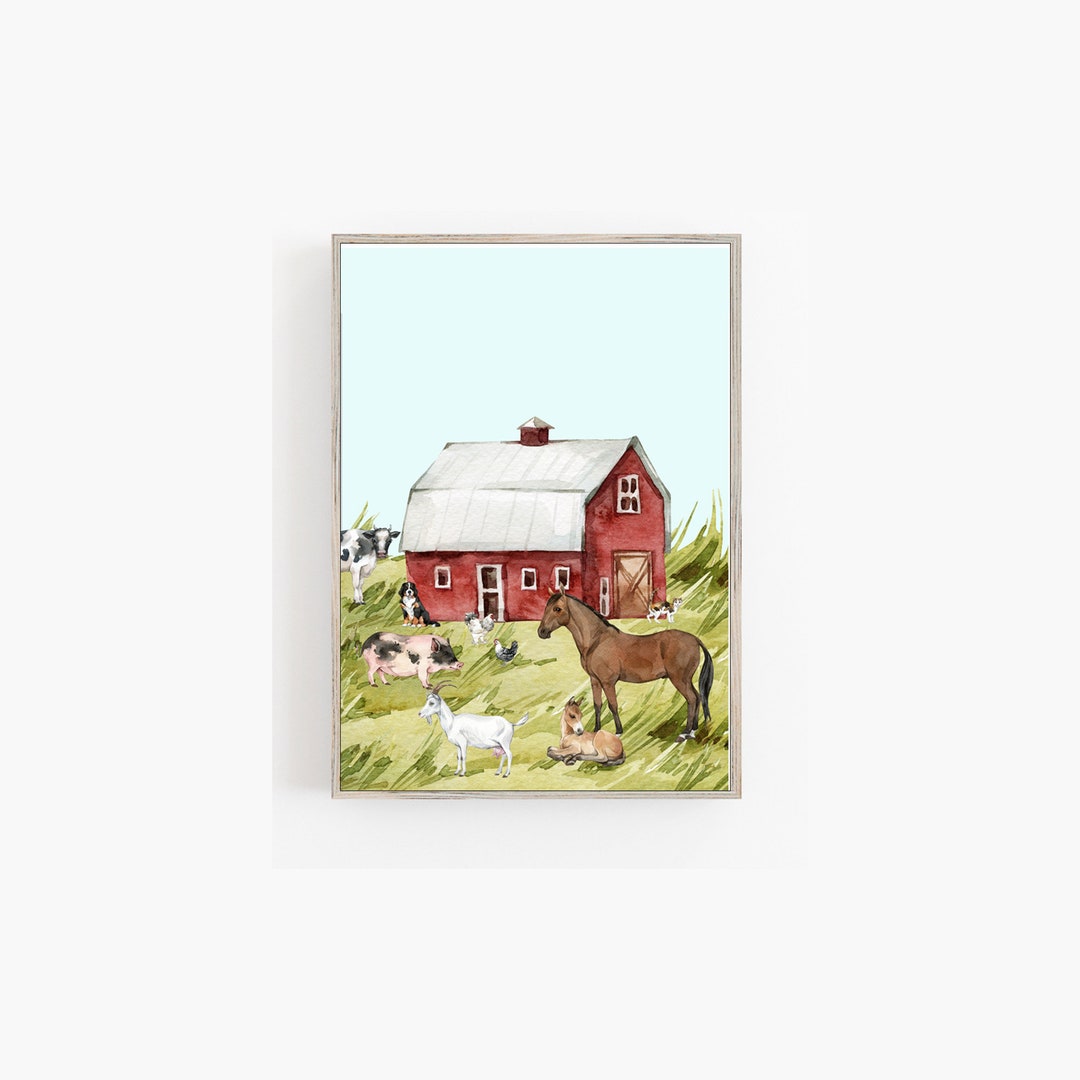 Farm Animal Wall Art for Kids |barn, Cow, Chickens, Horses, Pigs ...