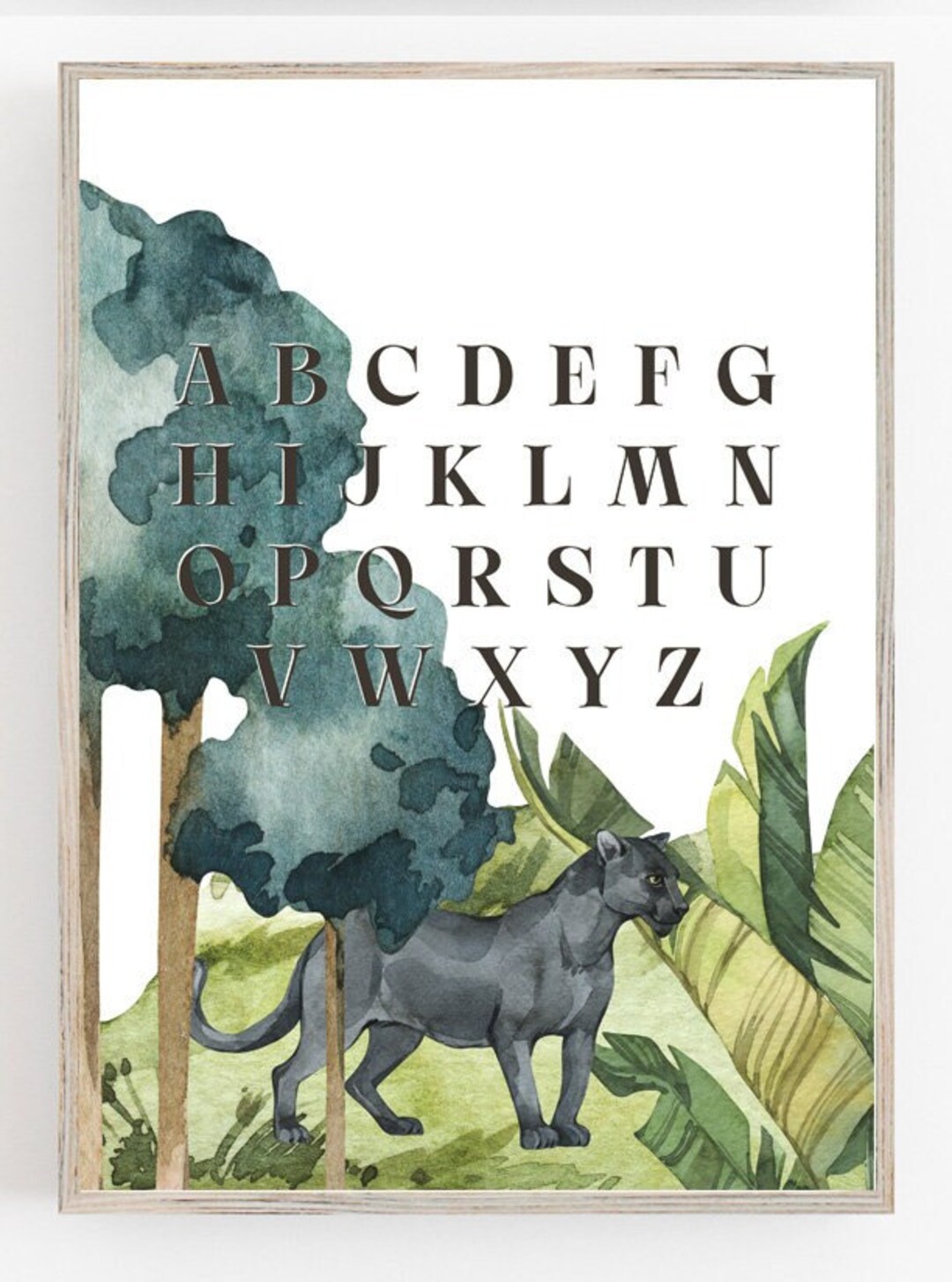 ABC Jungle Wall Art|asia Wall Art Decor|africa Animal Map|tiger|water ...