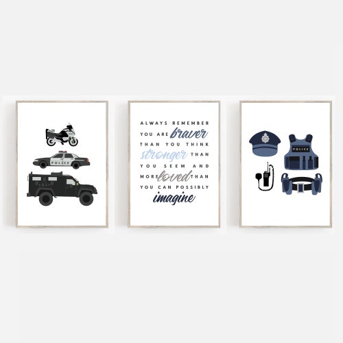 Policefirst Responder Wall Artlittle Boys Room police - Etsy