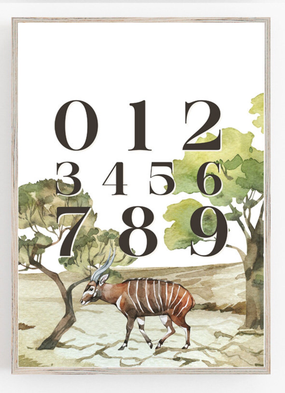 Safari Animal Numbers Print: Educational Nursery Decor (digital ...