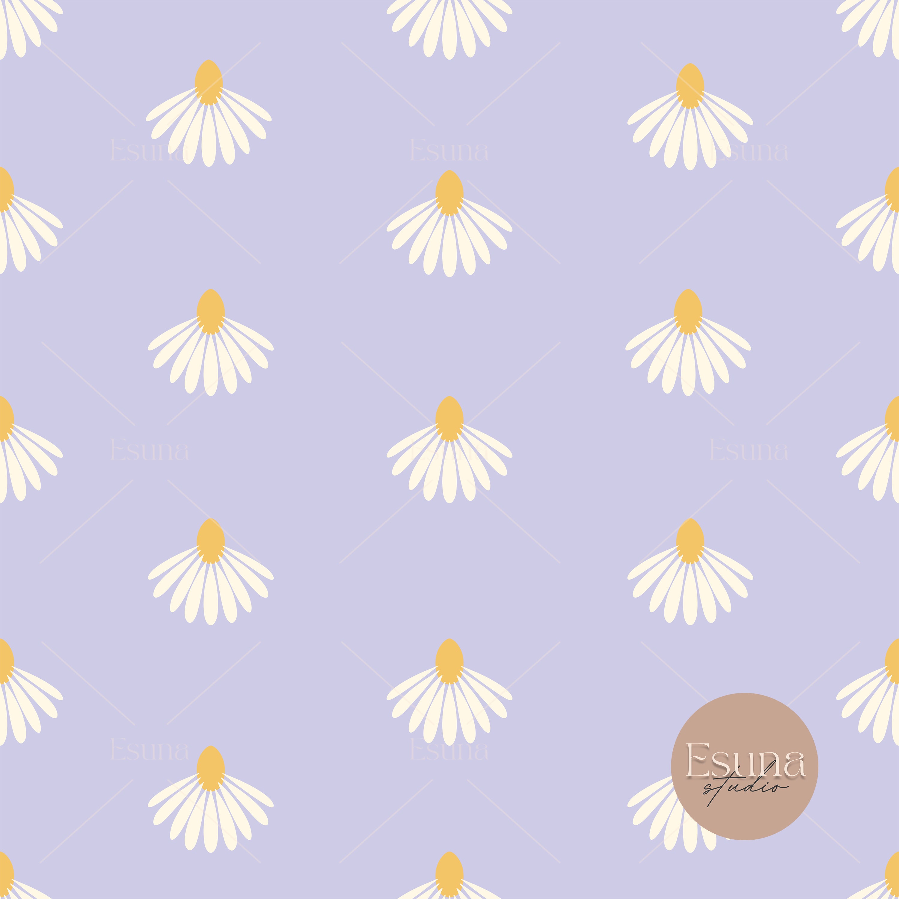 Periwinkle Daisy Flower Seamless Pattern Floral Repeat Pattern Purple ...