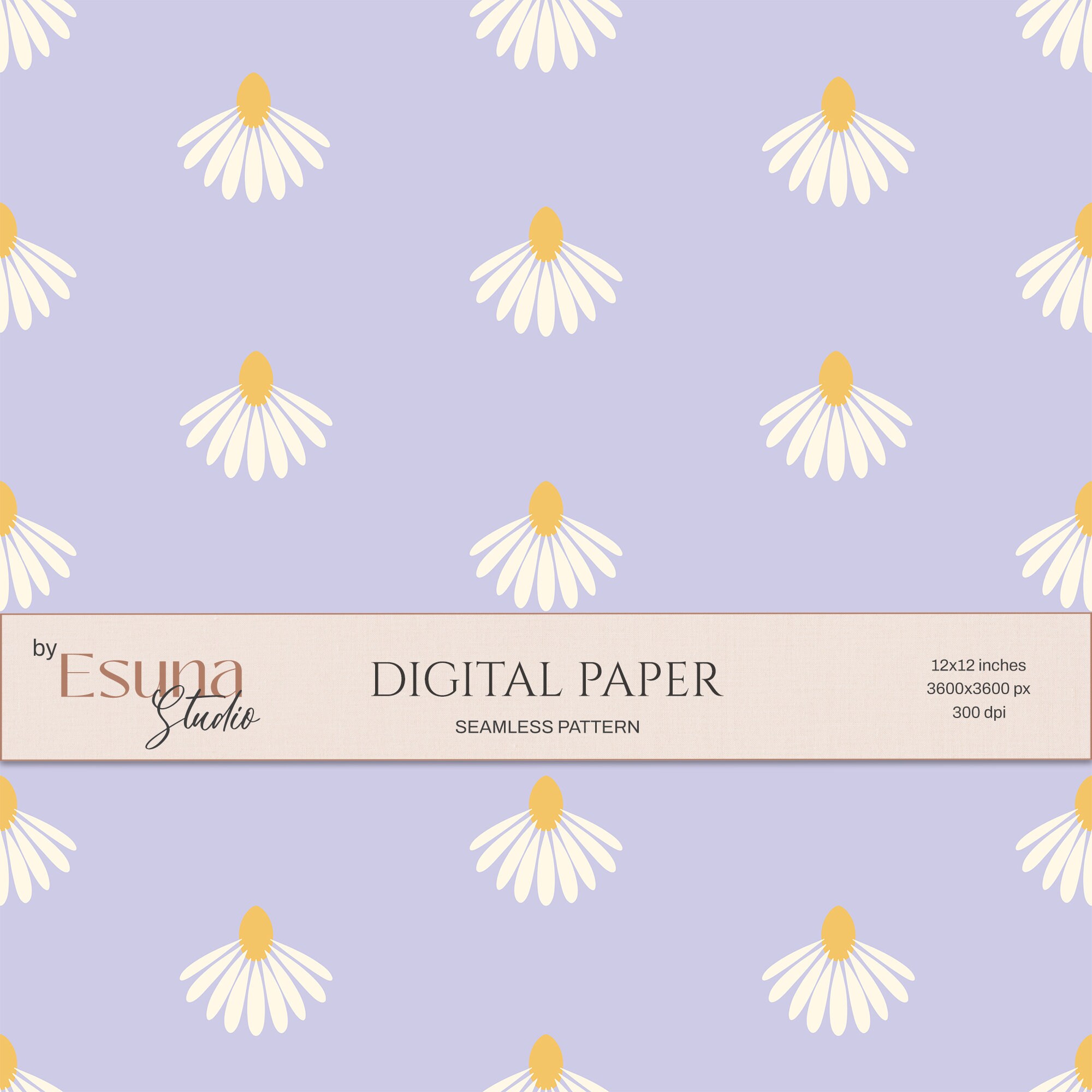 Periwinkle Daisy Flower Seamless Pattern Digital Paper - Etsy