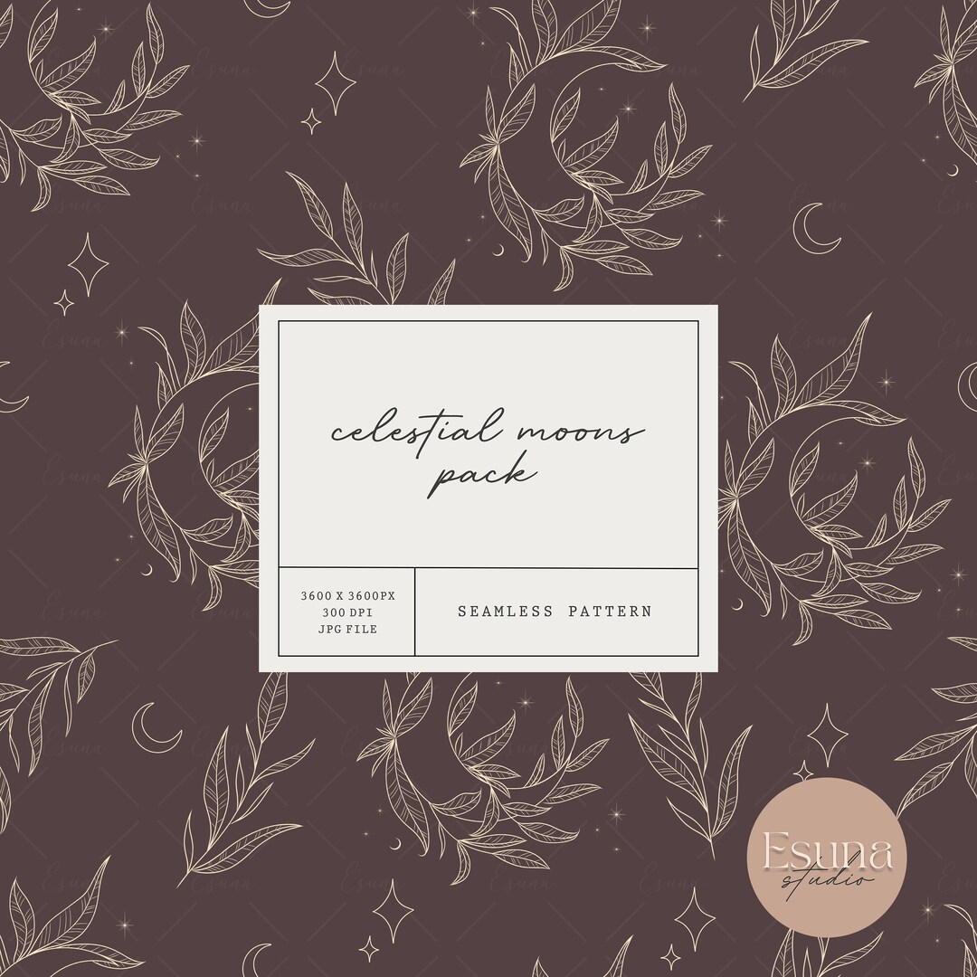 Celestial Seamless Pattern Pack Moon Repeat Pattern Pack - Etsy
