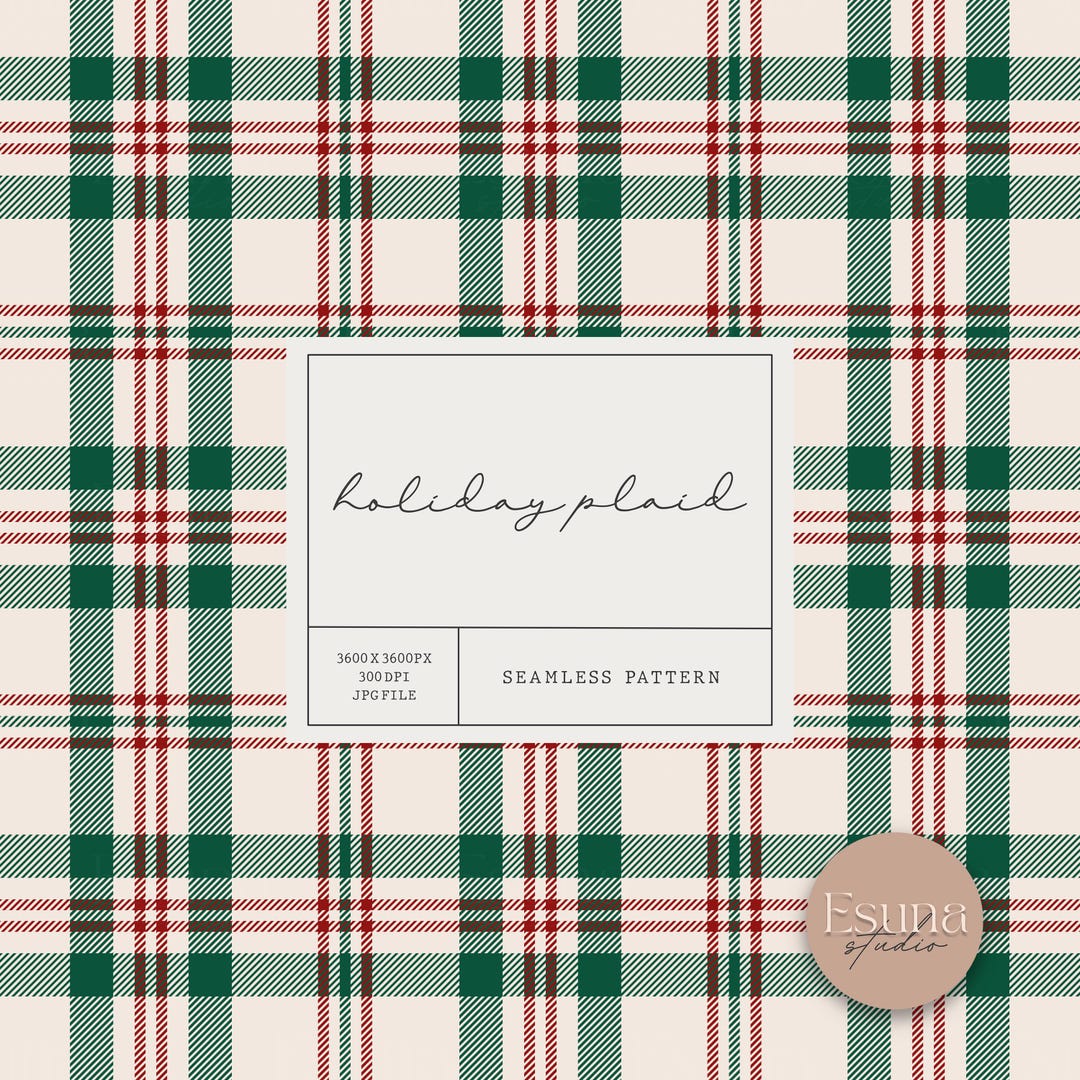 Holiday Seamless Plaid Pattern, Red Green Tartan Digital Craft Paper ...