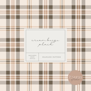 Cream Beige Plaid Seamless Pattern, Tartan Repeat, Fall Digital Craft ...