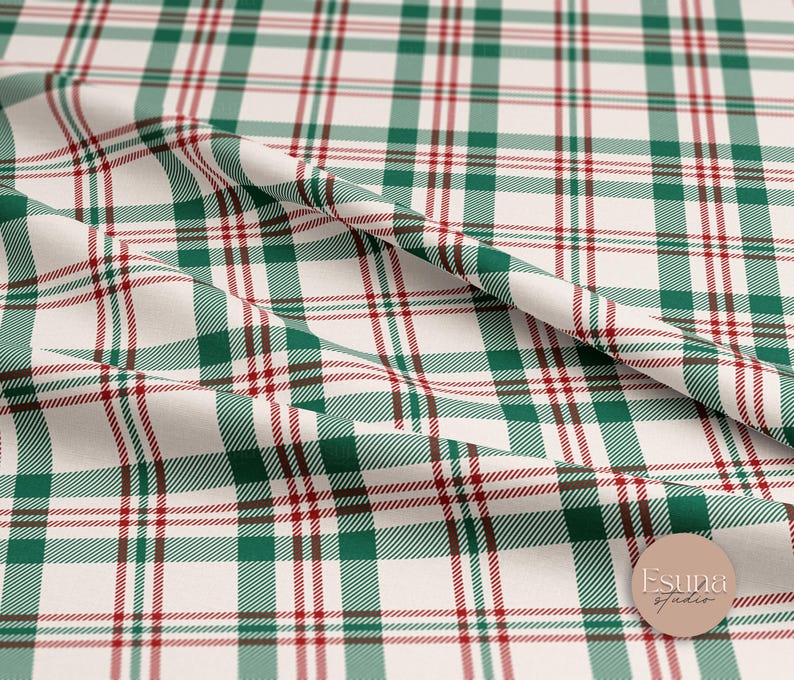 Holiday Seamless Plaid Pattern, Red Green Tartan Digital Craft Paper ...