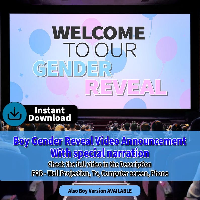 Boy Gender Reveal Video Announcement With Narration | Instant Download ...