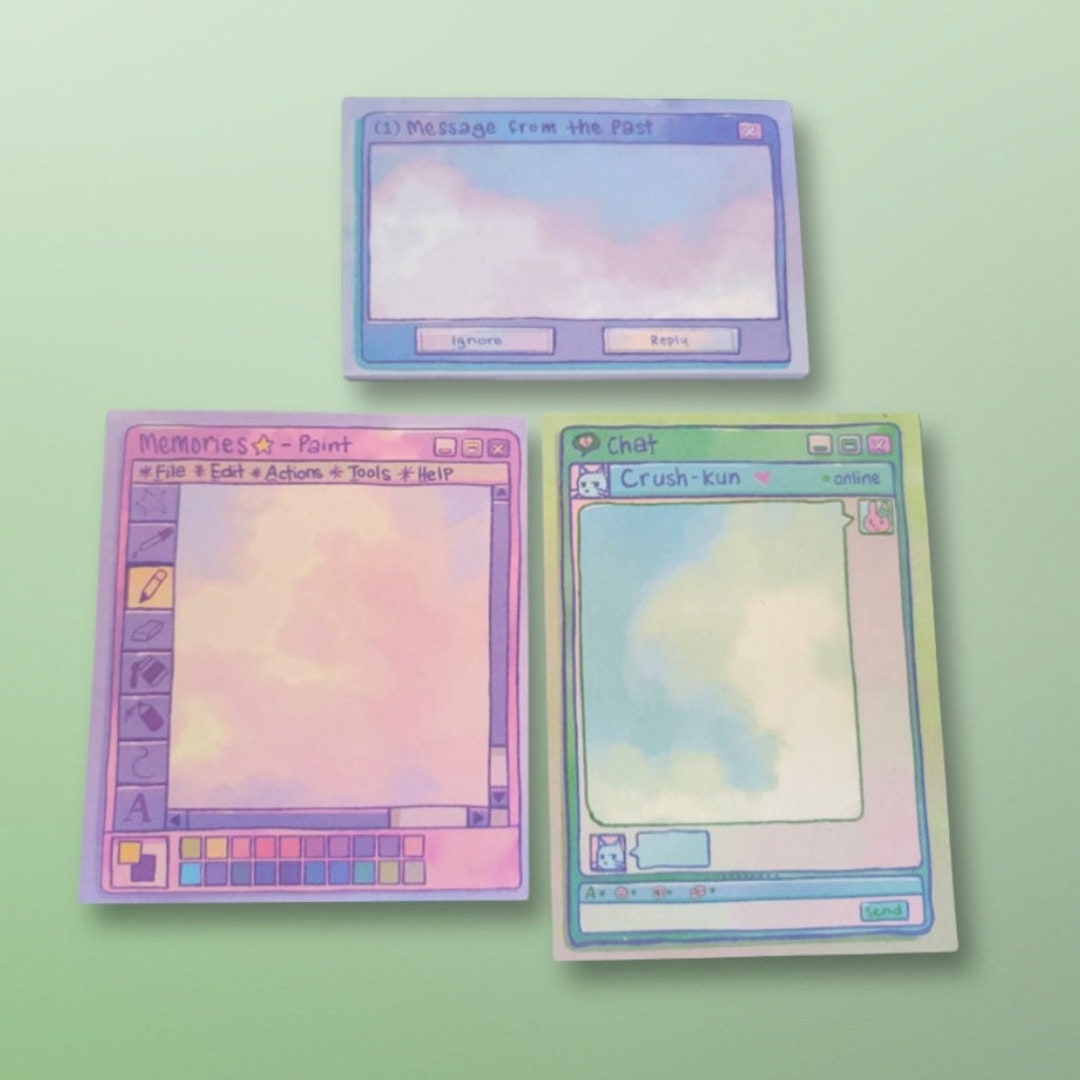 Notes on Windows Y2K Sticky Note Memo Pad Set - Etsy