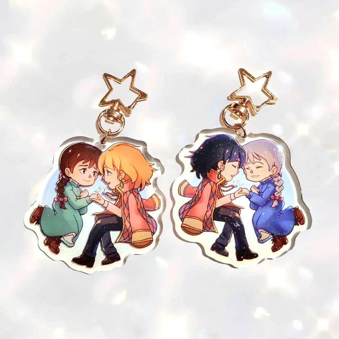 HMC] Howl & Sophie | KEYCHAIN Different-sided Holo Gold Star Charm - Etsy