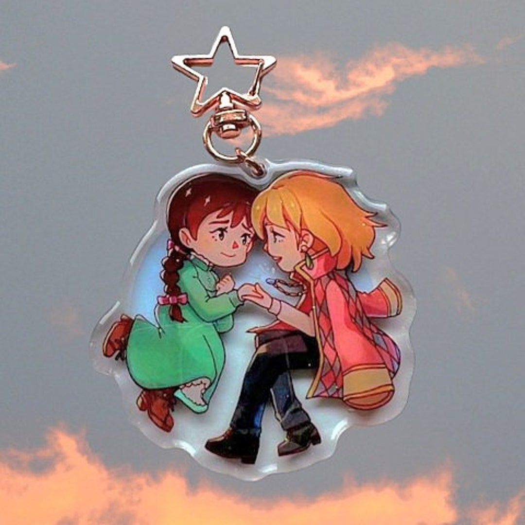HMC Howl & Sophie KEYCHAIN Different-sided Holo Gold Star Charm - Etsy