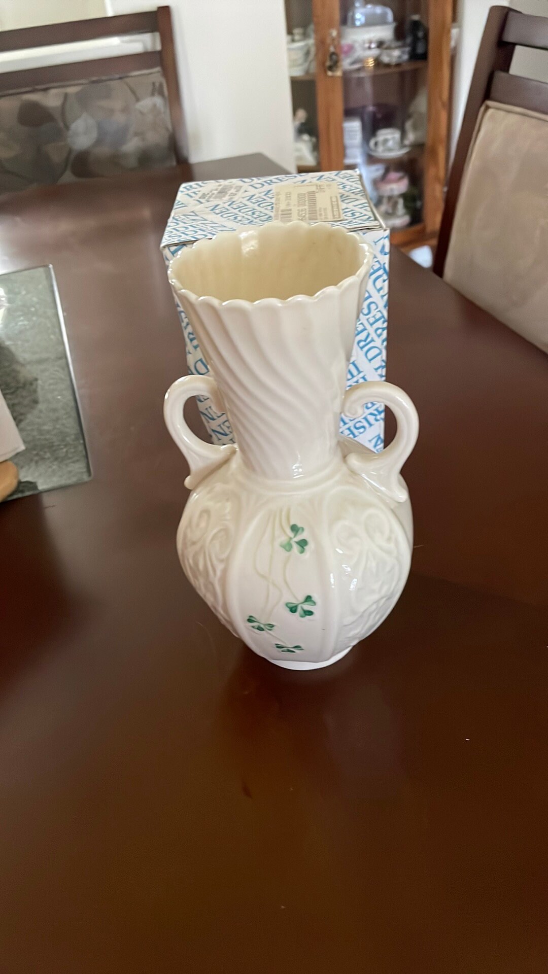 Belleek 8 Shamrock Vase With Harp Shaped Handles - Etsy