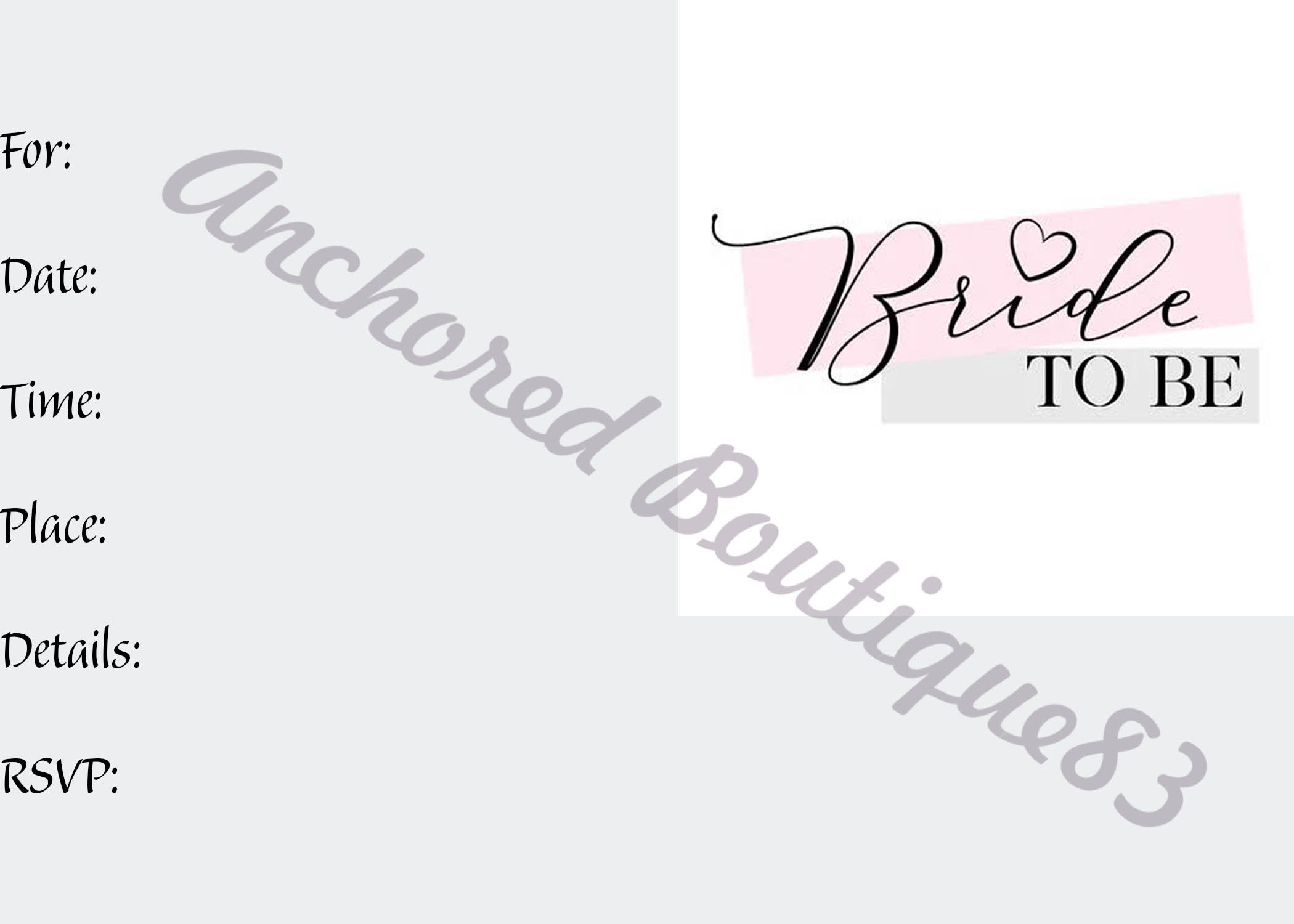 Bride to Be Bridal Shower Invitation Template - Etsy