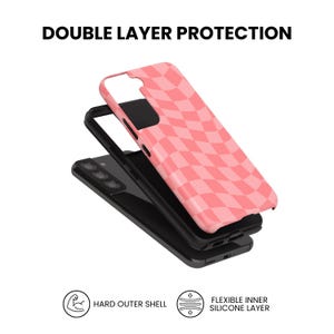 Wavy Checkered Samsung Galaxy Case, Checkerboard Phone Cover, Purple ...