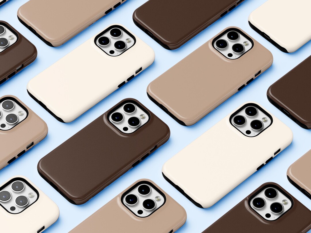 MAGSAFE Neutral Brown and Cream iPhone Case, Solid Plain, Phone Cover ...