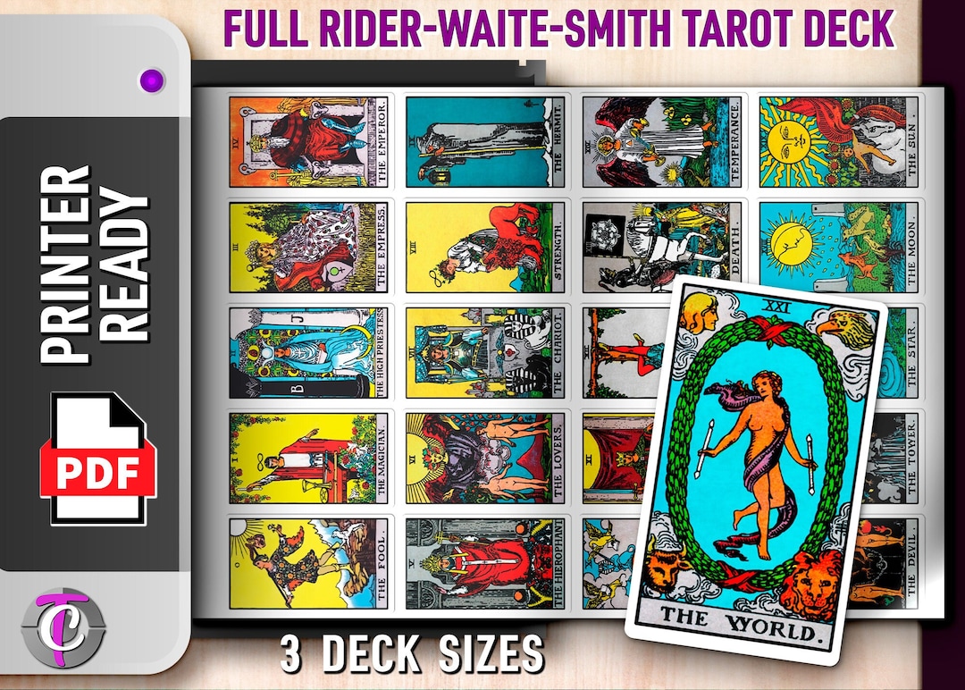 Printable Tarot Cards | Rider Waite Smith Printer Sheets | Journaling ...