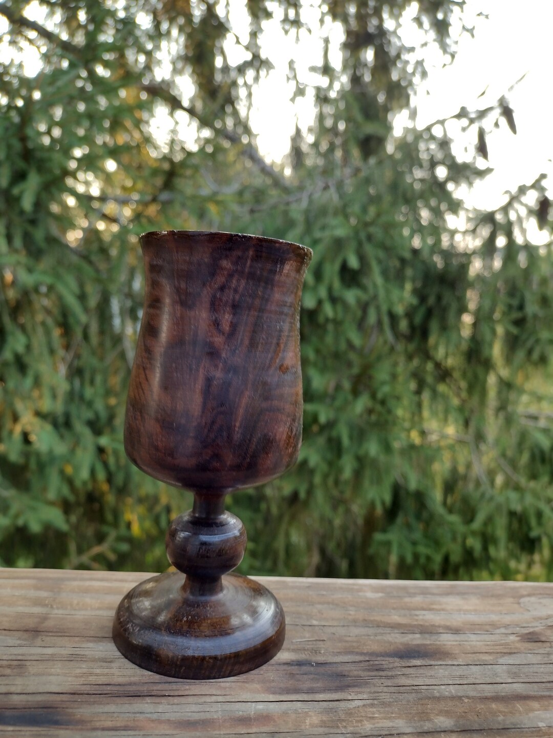 Wood Turned Wine Goblet Claro Walnut - Etsy