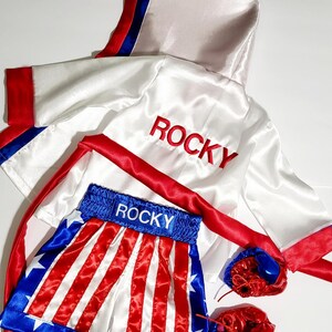 Kids Personalized Boxing Set USA Stripes Robe, Shorts, Baby Gloves. - Etsy