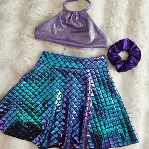 Summer Mermaid Bathing Suit Set Skirt, Top, Scrunchie MADE IN USA - Etsy