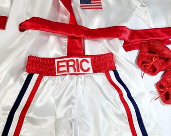 Personalized Kids Boxing Set: Robe, Shorts, and Wearable Gloves - Etsy