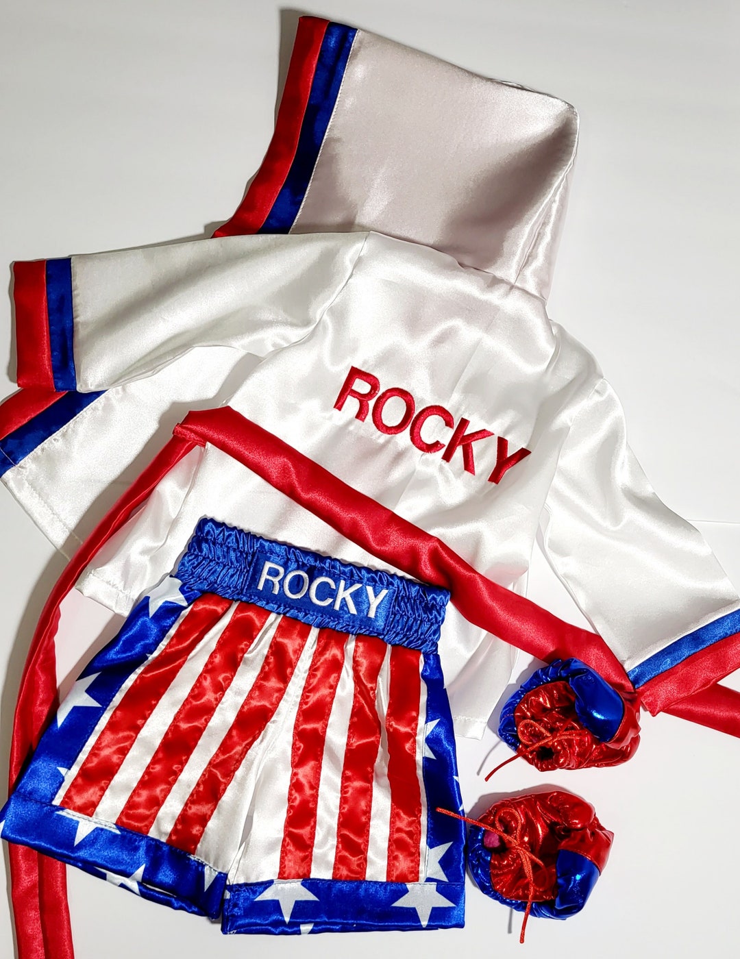 Kids Personalized Boxing Set USA Stripes Robe, Shorts, Baby Gloves. - Etsy