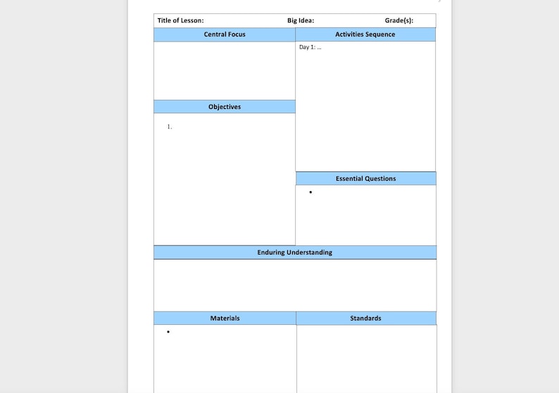 Lesson Plan Outline - Etsy