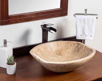 Natural Stone Vessel Bathroom Sink Rectangular Goleta Marble - Etsy