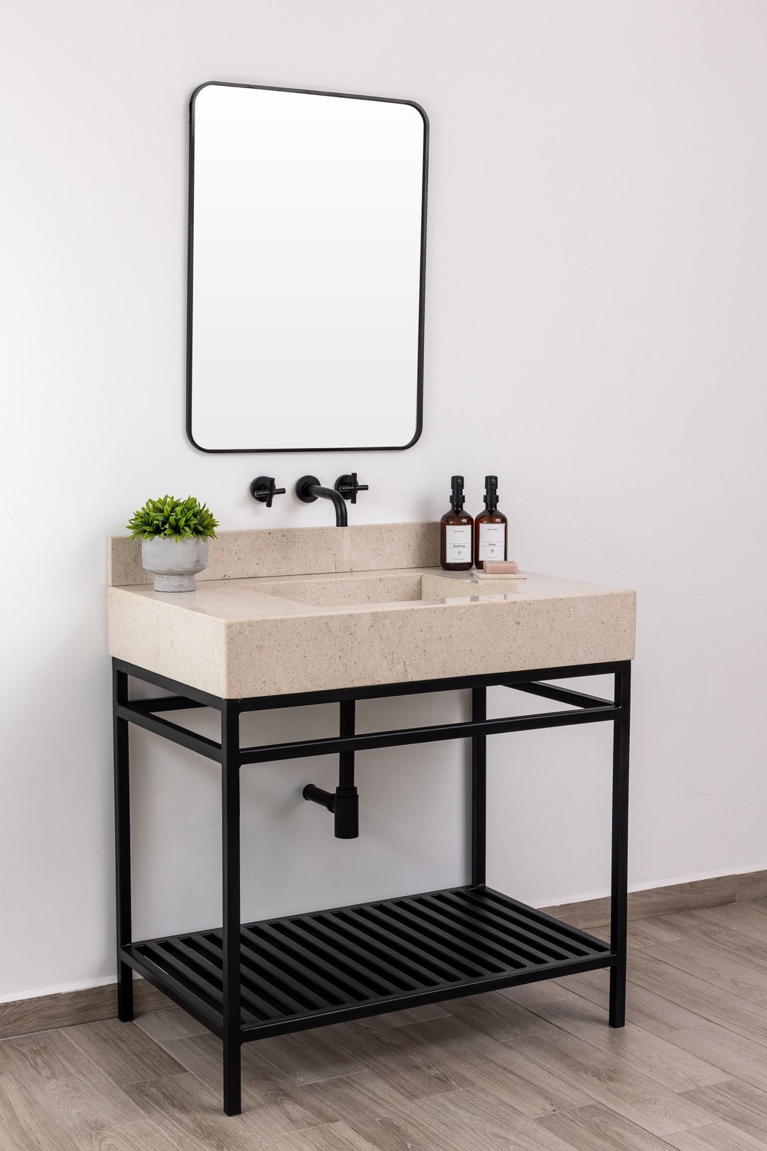 Sedona Bathroom Vanity With Single Ramp Sink, Ojinaga Marble Stone Top ...