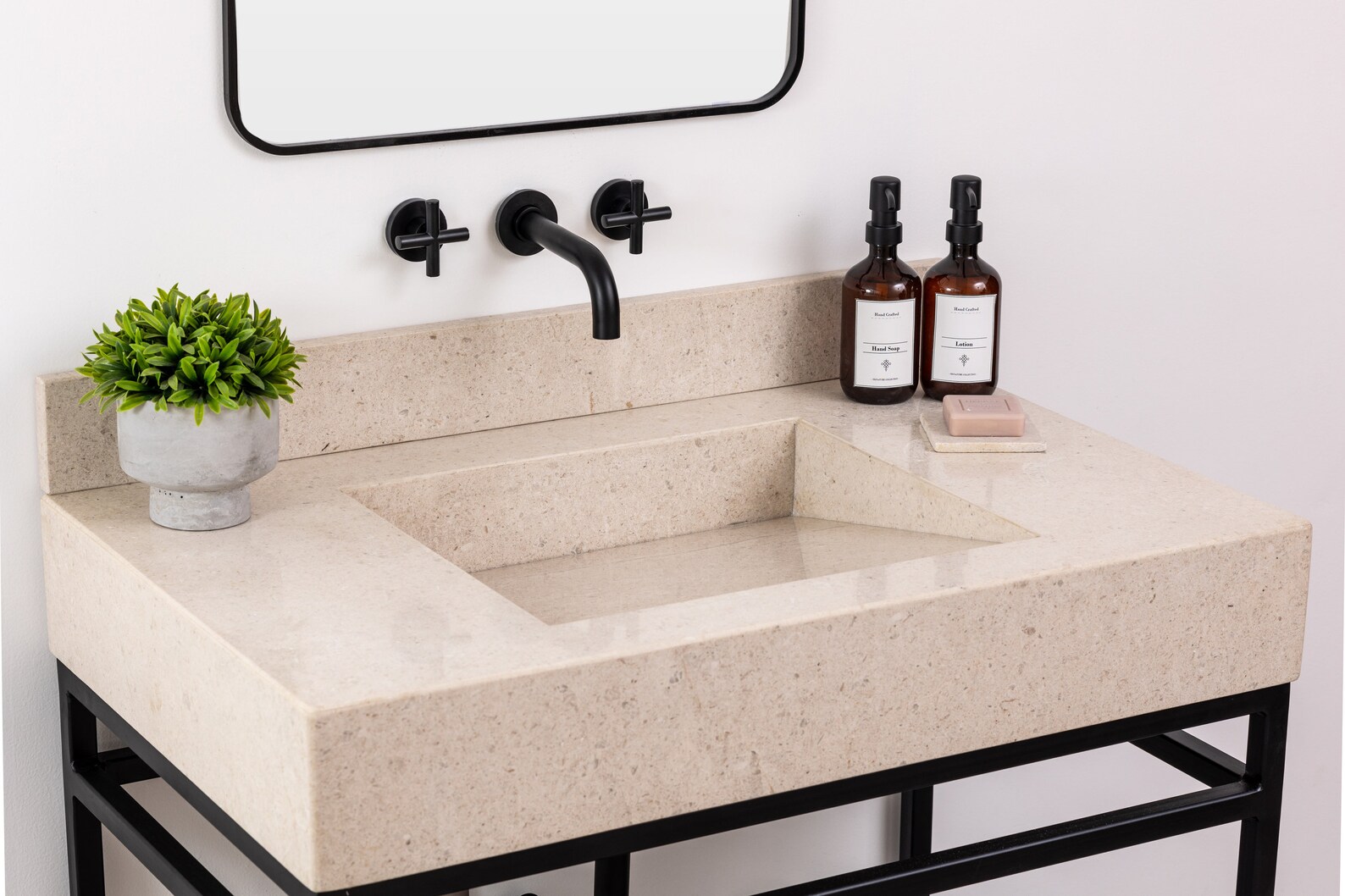 Sedona Bathroom Vanity With Single Ramp Sink, Ojinaga Marble Stone Top ...