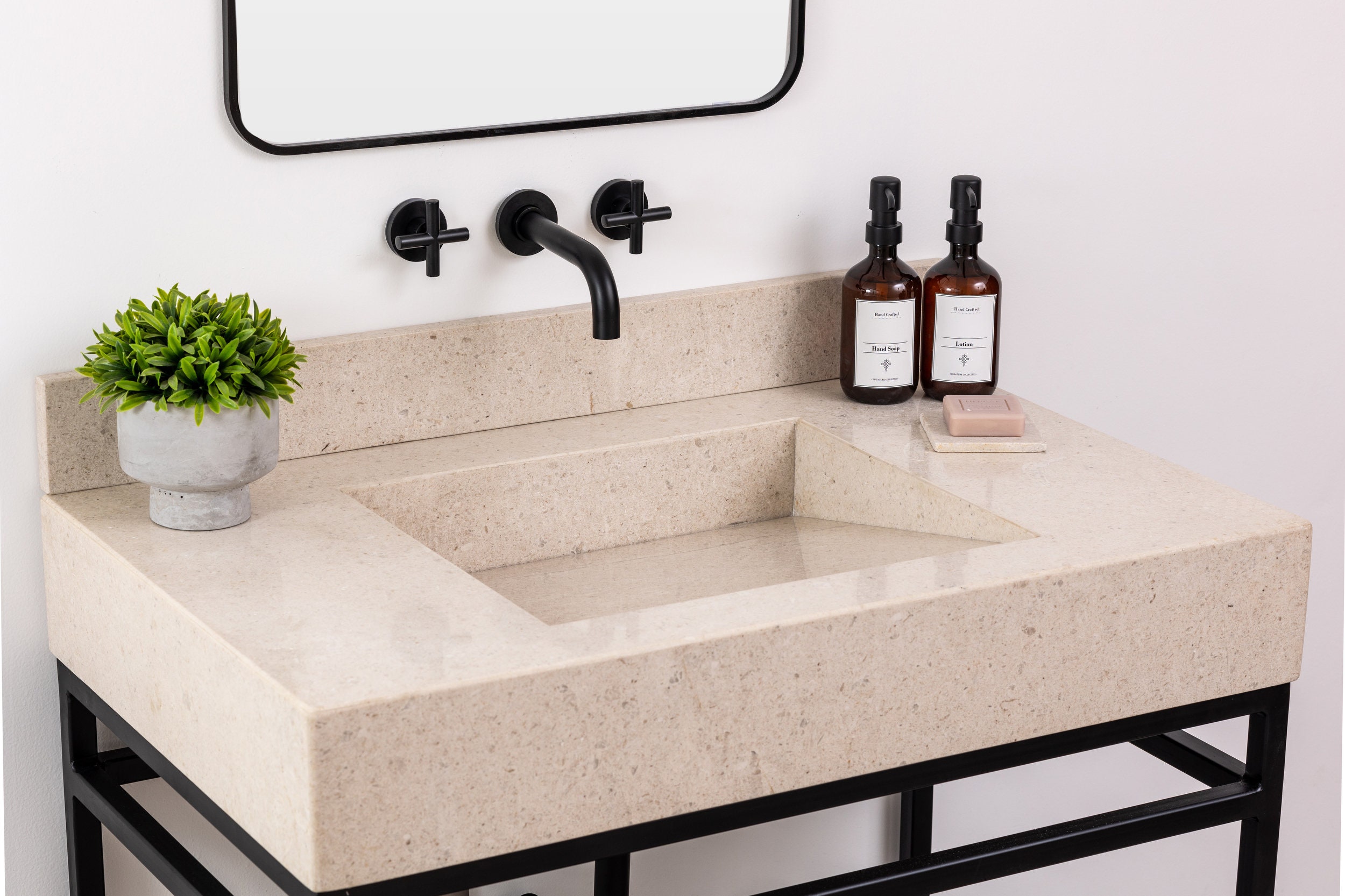 Sedona Bathroom Vanity With Single Ramp Sink, Ojinaga Marble Stone Top ...