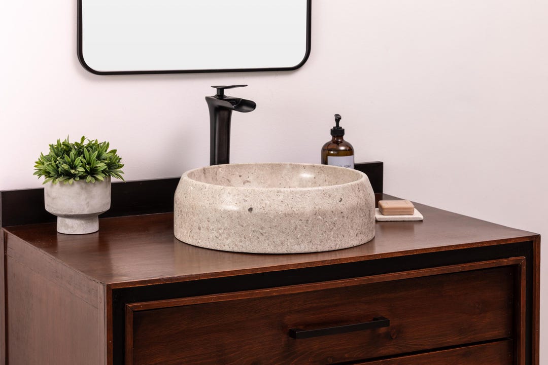Natural Stone Vessel Bathroom Sink, Lucerna Ojinaga Marble, Vanity Bowl ...