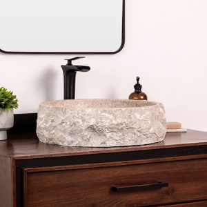 Natural Stone Vessel Bathroom Sink, Winston Ojinaga Marble, Rustic Sink ...