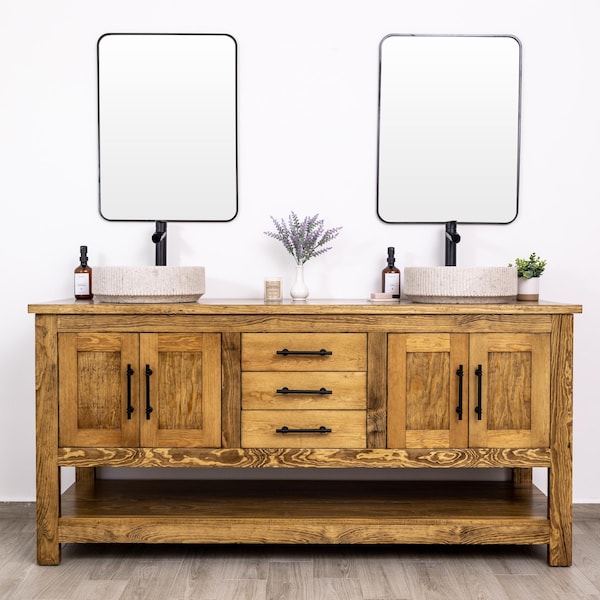 Solid Wood Double Vanity - Etsy