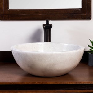Natural Stone Vessel Bathroom Sink, Isidro Blanc Marble, Vanity Basin ...