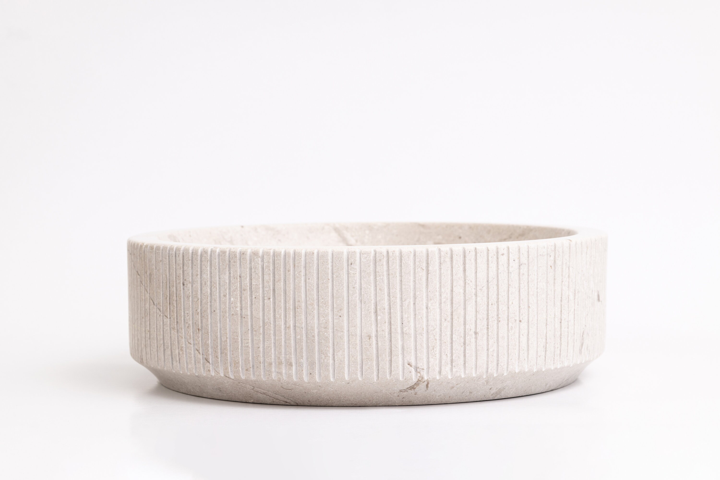 Natural Stone Vessel Bathroom Sink, Burj Ojinaga Marble, Fluted Vanity ...