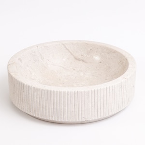 Natural Stone Vessel Bathroom Sink, Burj Ojinaga Marble, Fluted Vanity ...
