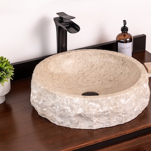 Natural Stone Vessel Bathroom Sink, Winston Ojinaga Marble, Rustic Sink ...