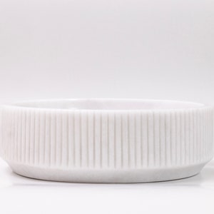 Natural Stone Vessel Bathroom Sink, Burj Blanc Marble, Fluted Vanity ...