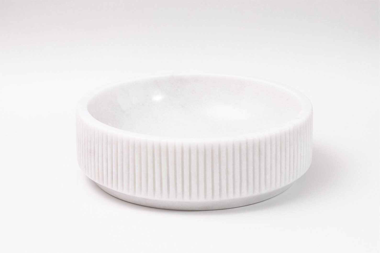 Natural Stone Vessel Bathroom Sink, Burj Blanc Marble, Fluted Vanity ...