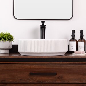 Natural Stone Vessel Bathroom Sink, Burj Blanc Marble, Fluted Vanity ...