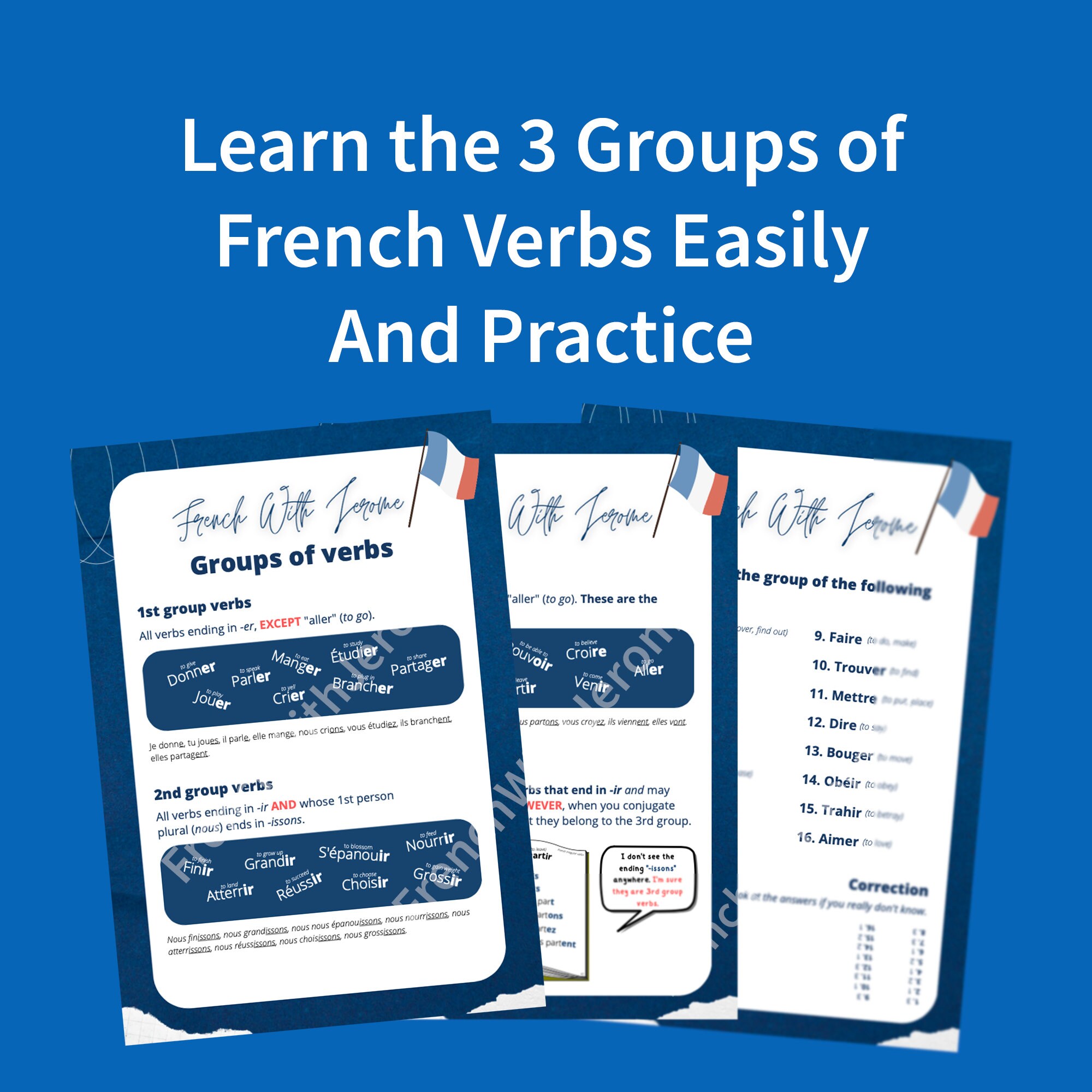DIGITAL French Groups of Verbs Taught in English, Printable PDF - Etsy