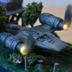 Star Wars Crashed Razor Crest Diorama With Lights - Etsy