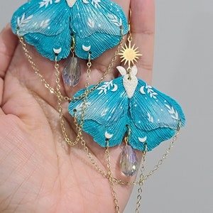 Celestial Moth Earrings, Moon Moth Dangles, Lunar Moth Earrings, Garden Moth, Fairy Moth Dangles ...